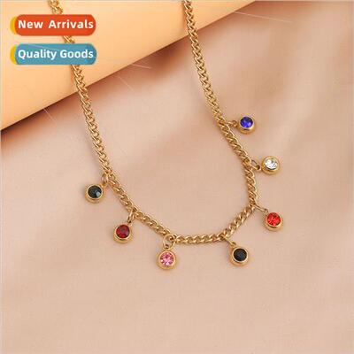 Europe new colorful diamond pendant gold stainless steel nec