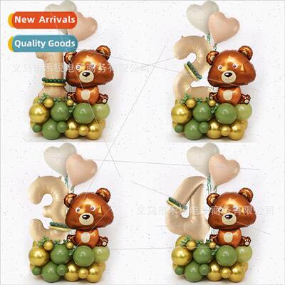 New caramel bear number riser balloon birthday number table