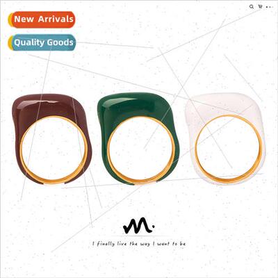 cute candy color sweet girls ring tanium steel gold-plated o