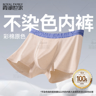 霞湖世家100支彩棉男士平角内裤