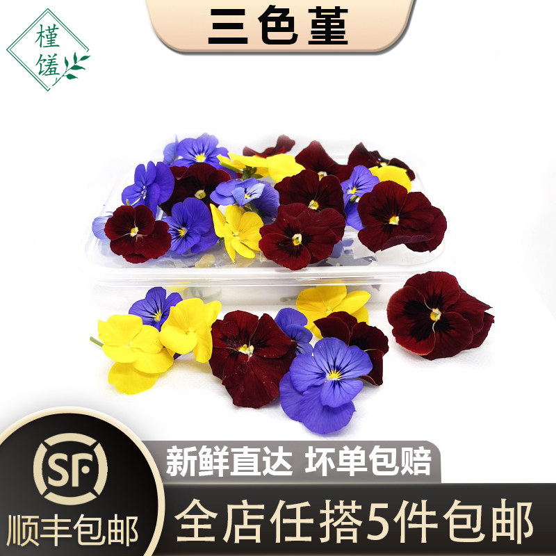 【槿馐】新鲜三色堇50朵/盒 角堇瑾西餐摆盘装饰点缀花草 5件包邮