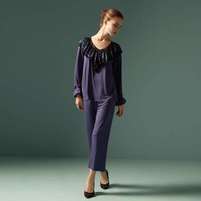 【微瑕疵捡漏】嘉德丽亚蕾丝花边莫代尔居家休闲睡衣套AW4C06AB1