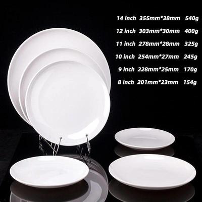 8-14 Inch Round White Melamine Dinner Plate Hotel Western St