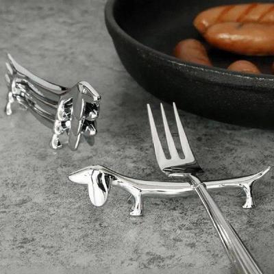 4 Pcs Cute Chopstick Holder Zinc Alloy Dachshund Chopstick