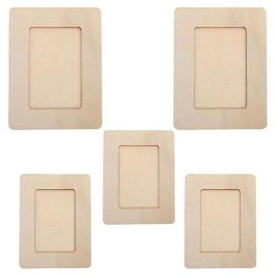 5 Pcs Wooden White Blank Photo Frame Picture Frames Desk