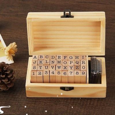 1 Set Self Inking Number Letter Stamp School Stationery Wood
