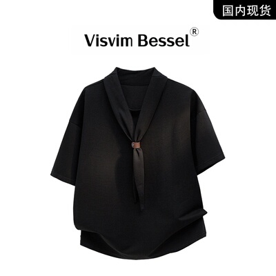 VISVIM BESSEL夏季男短袖t恤潮流翻领凉感上衣纯色体恤半袖POLO衫