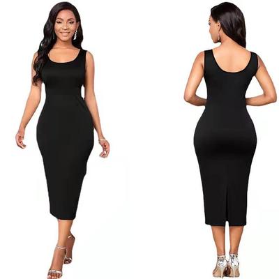 skirt mid-length color solid slit mid-waist commuting