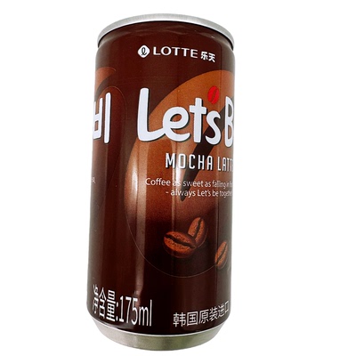 特价韩国进口lotte乐天乐啡咖啡饮料原味摩卡拿铁175ml罐装即饮