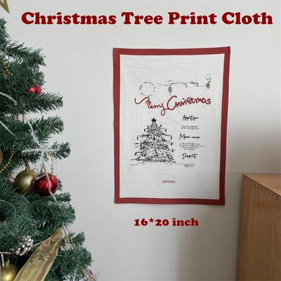 Christmas Trees Print Cloth Door Banner Hanging Napkin