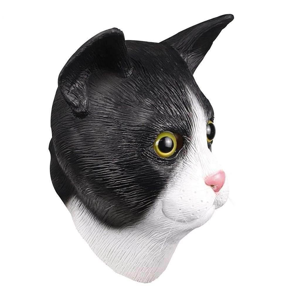 宠物头面具黑猫乳胶头套面具猫头喵星大脸猫舞蹈表演道具
