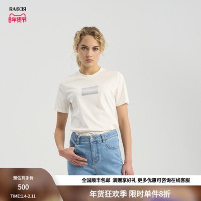 RARE威雅女装夏季 女士白色修身圆领短袖T恤RR2245210231