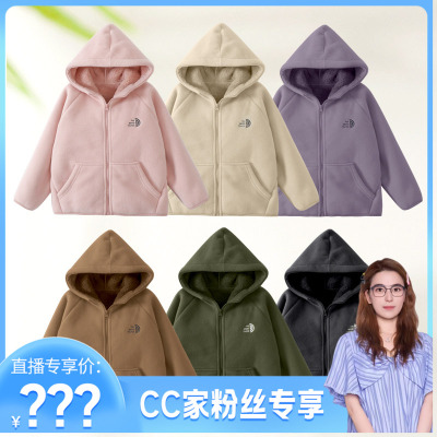 加绒加厚秋冬连帽刺绣外套