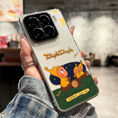 适用于小米15pro手机壳新款跷跷板星星人小米15pro防摔潮流卡通超火全包15pro高级感透明女款超薄保护套ins风