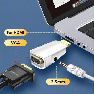 HDMI-compatible Male to VGA Female Adapter HD 1080P Audio Ca