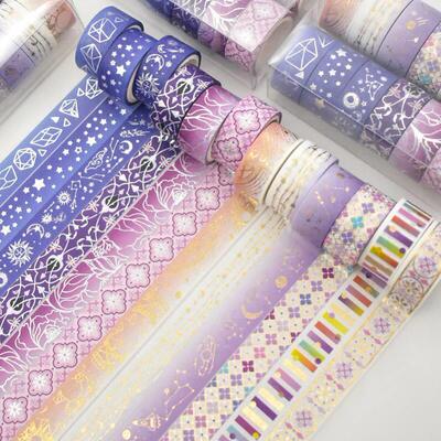 12 Rolls Gold Foil Washi Tape Set Stars Galaxy Masking Tape