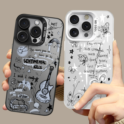 吉他适用iqoo13手机壳12硬壳neo10pro一加13t/ace5小众3高级15文艺复古z9/z10turbo+情侣neo9蝴蝶oneplus男女