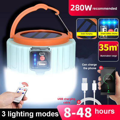 280W Solar LED Camping Light USB Rechargeable Lamp Bulb
