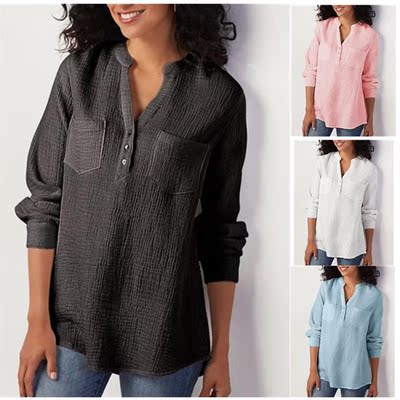 2021 color shirt collar pocket cotton and linen loose coat