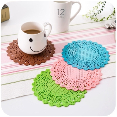 PVC Lace Flower Doilies Table Decor Mug Cup Coaster Heat Res