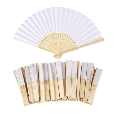 50 pcs/lot White Folding Elegant Paper Hand Fan Wedding Par