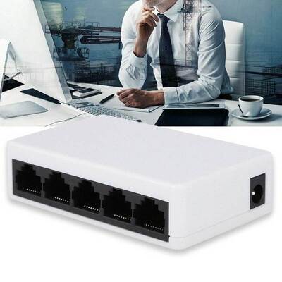 RJ45 MINI 5-Ports Fast Ethernet Network Black Switch Hub for