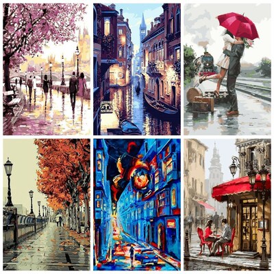 AZQSD 40x50cm Painting By Numbers Landscape DIY Paint By Num