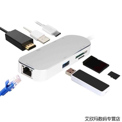 7 in 1 USB 3.1 Type-C to Gigabit Ethernet RJ45 Port + 4K HDM