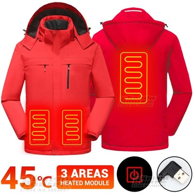 Winter Electric Heated Jacket Men Red USB Thermal Warm