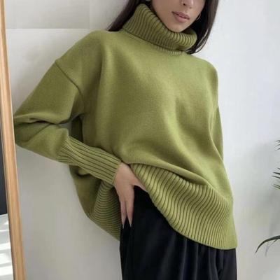Soft high collar solid color pullover not easy to pilling