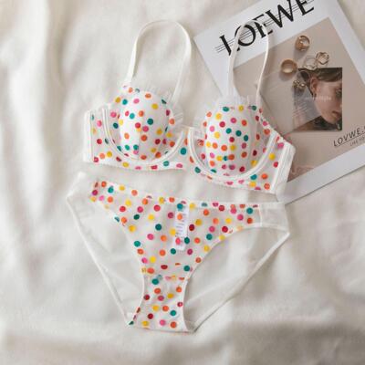 Thin bras for big breasts small hollow lace bras cute polka