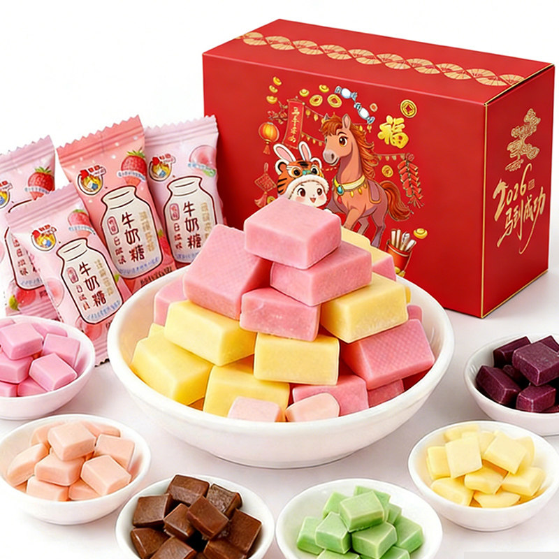 喔喔清甜香醇牛奶糖白桃味结婚喜糖年货儿童网红糖果零食