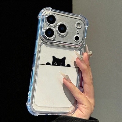 可爱卡通黑猫适用OPPOReno151413手机壳K12s气囊防摔FindX8S+X7Ultra学生A1A2A3x软A53A55A56A57A58A93A96A97