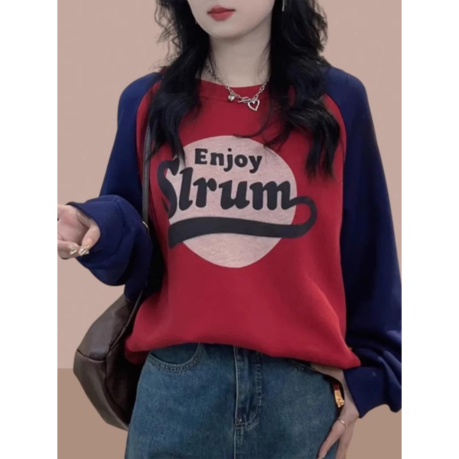 长袖卫衣女2025春秋新款爆款宽松显瘦小个子圆领上衣洋气减龄女装