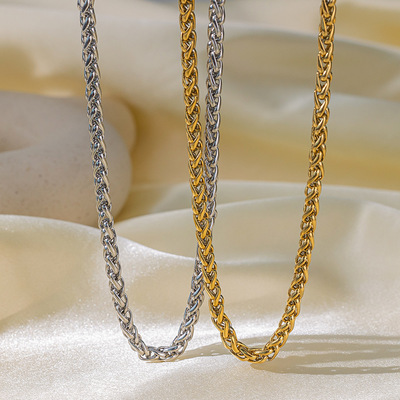 跨境热销爆款18K金钛钢素链简约气质绳链不锈钢真空电镀厂家批发