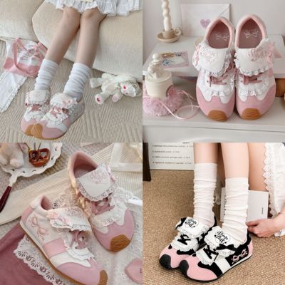 【现货】恋恋甜心德训运动鞋原创设计lo跑可爱圆头跑鞋蝴蝶结正品