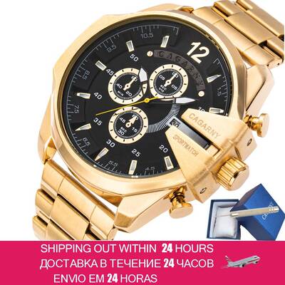 Mens Watches Top Brand Luxury Gold Steel Quartz Watch Men C