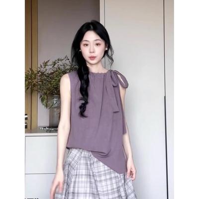 法式Rixo Kelly侧边系带无袖薄款上衣外穿宽松设计感气质衬衫背心