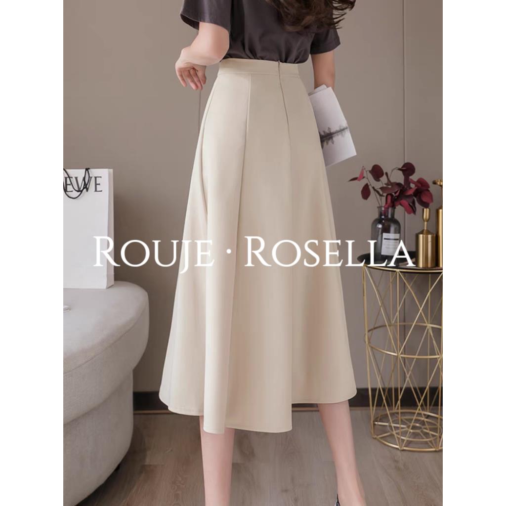 法国Rouje Rosella法式a字半身裙女夏高腰百褶裙时尚大摆伞裙子