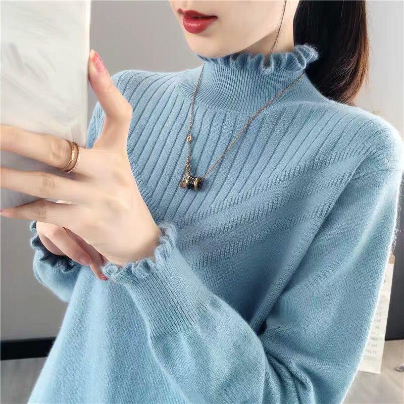 春秋女士毛衣宽松外穿2025新款内搭半高领打底衫洋气上衣
