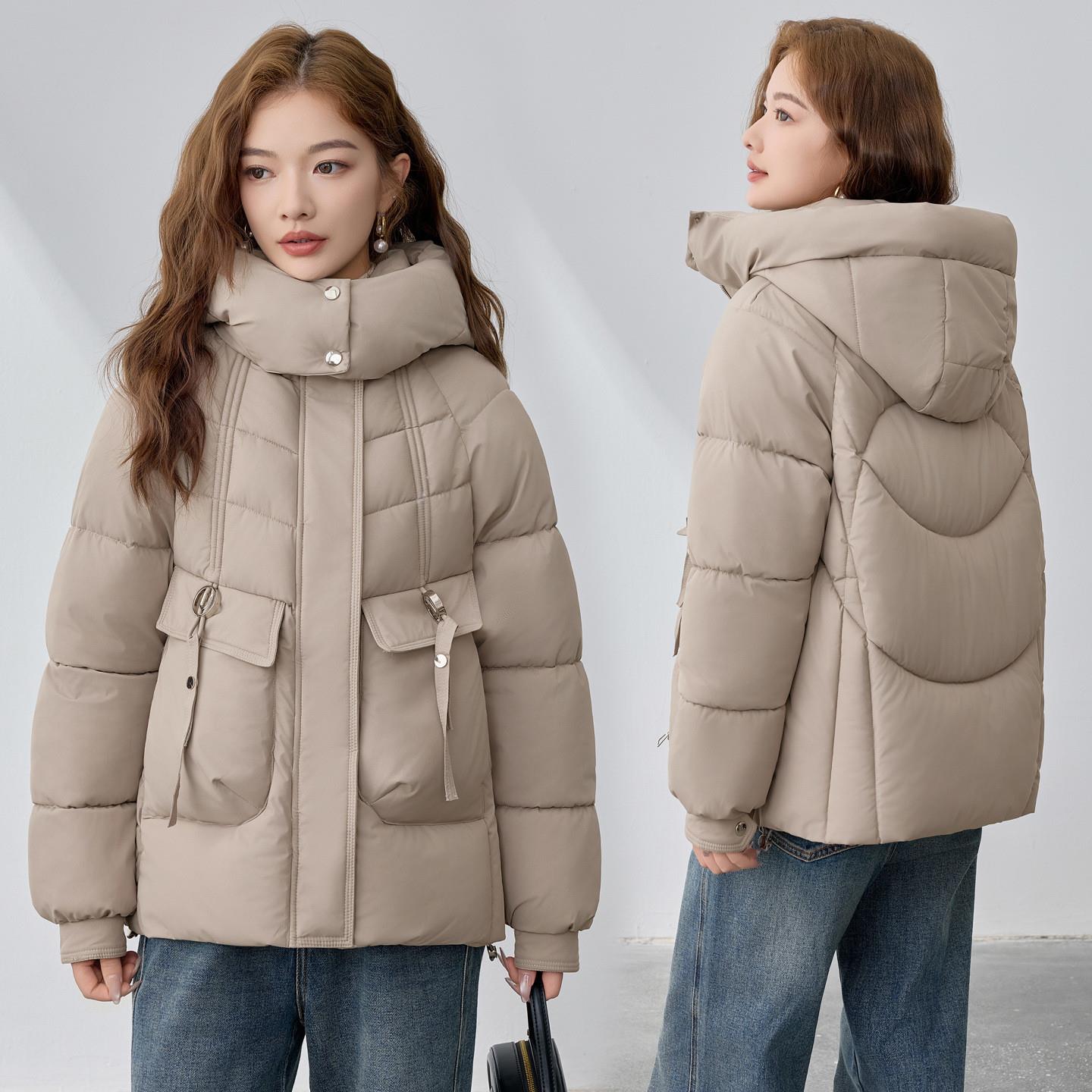 港风棉服女冬季2025年新款韩版设计感米白羽绒棉衣保暖面包服棉袄