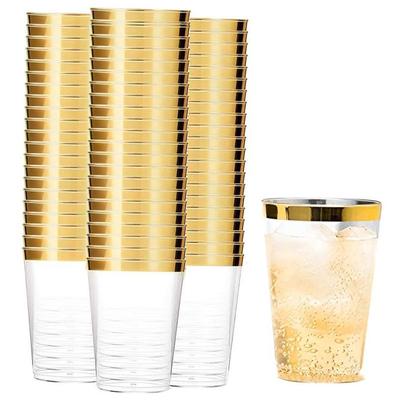25/50Pcs Golden Plastic Cup 300ml Disposable Cup Wine Glass