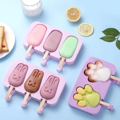 Homemade DIY Cute Cartoon Ice Cream Maker Mould Silicone Pop