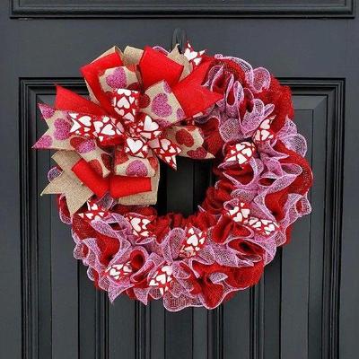 Burlap Wreath Elegant Wall Hanging Decor Valentines Day