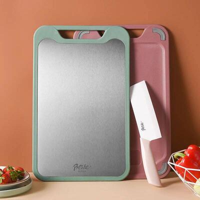 ? 1pc Cutting Board Two Sides Of Stainless Steel and Plasti