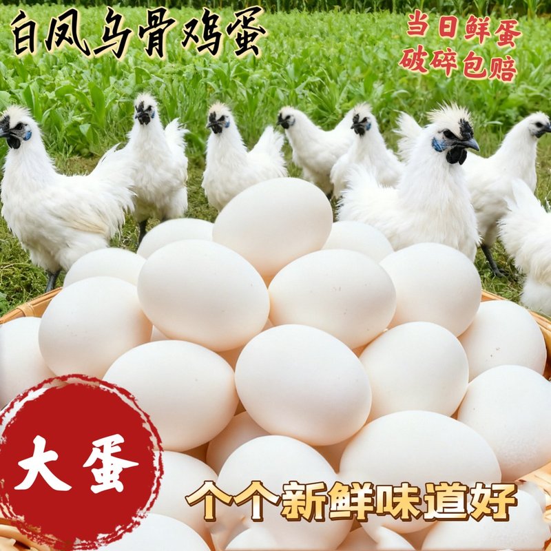 京东精品50枚乌鸡白凤蛋农家散养土鸡蛋新鲜营养特大号生鲜鸡蛋