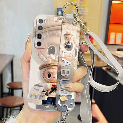 适用于华为Nova7手机壳nova7se液态腕带支架软壳nova7pro卡通拉布布JEF-AN00可爱背带保护套防摔直边磨砂时尚