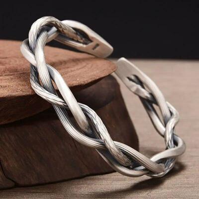 Vintage Mens Jewellery Woven Twist Texture Bracelet Bangles