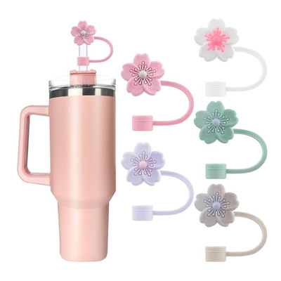 Amazon Silicone Straw Cover Sakura Silicone Straw Cover 10mm Straw Cover Straw Dust Cover Haitang Flower
