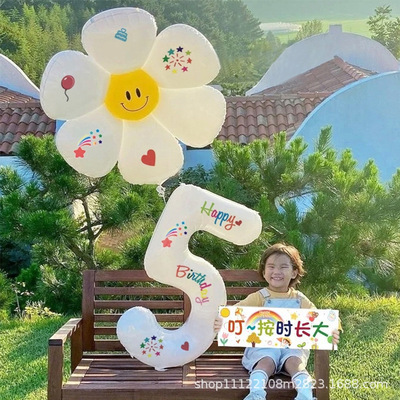 Children's Birthday Digital Balloon Girl Boy Atmosphere Photo Props 2-year-old 345 Party Scene Decoration
